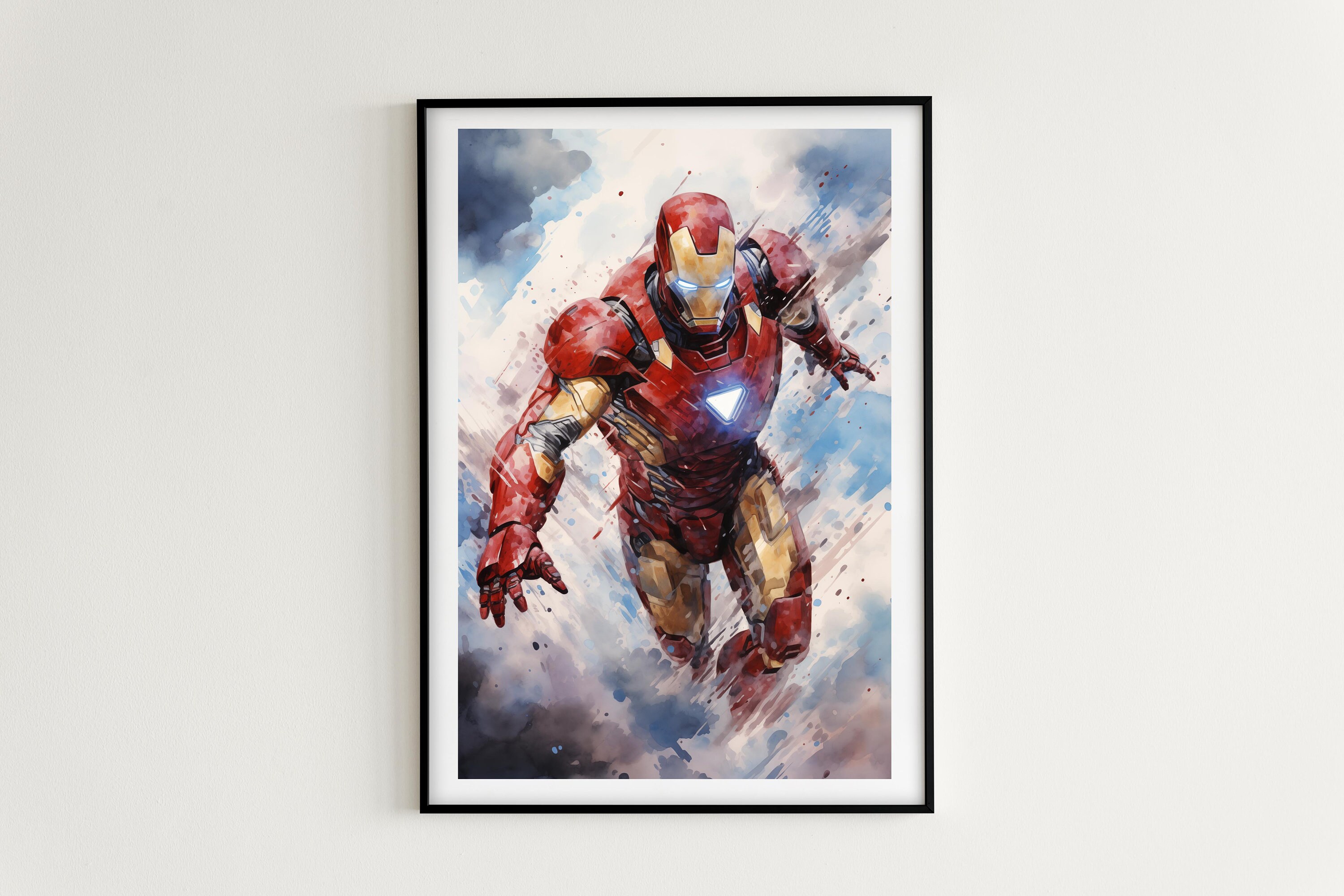 Iron Man Amongst Clouds Painting Instant Download 7 Images Included Perfect Iron Man Gift Idea ...