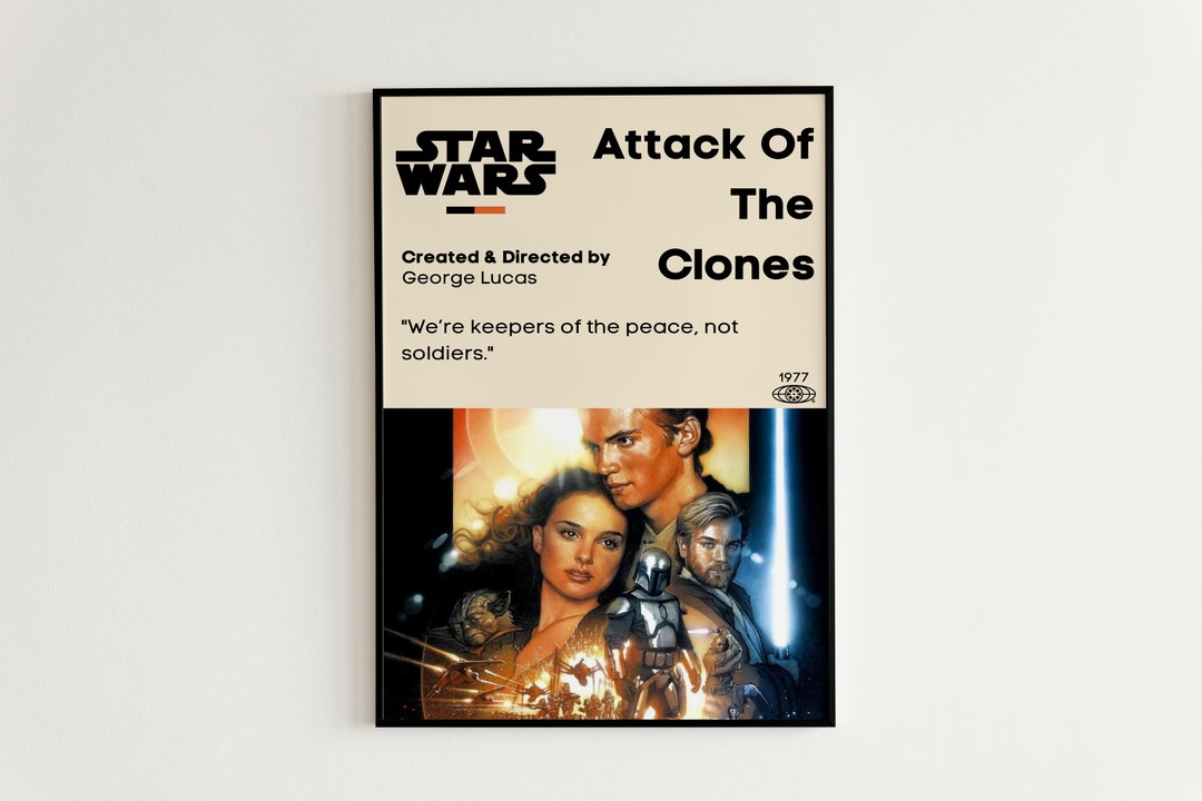 STAR WARS POSTER - Attack of the Clones | Star Wars Print | Mid Century ...