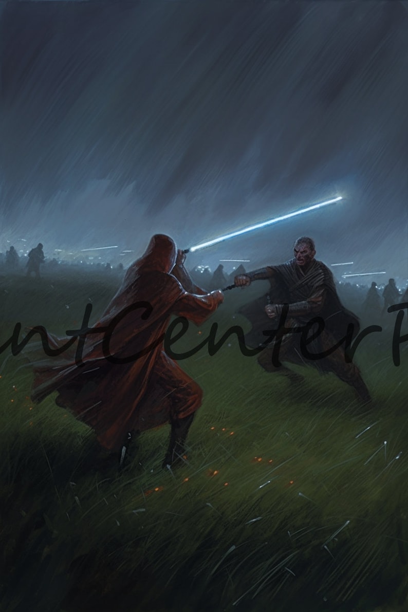 Star Wars Jedi Lightsaber Fight Painting Star Wars Digital Prints ...