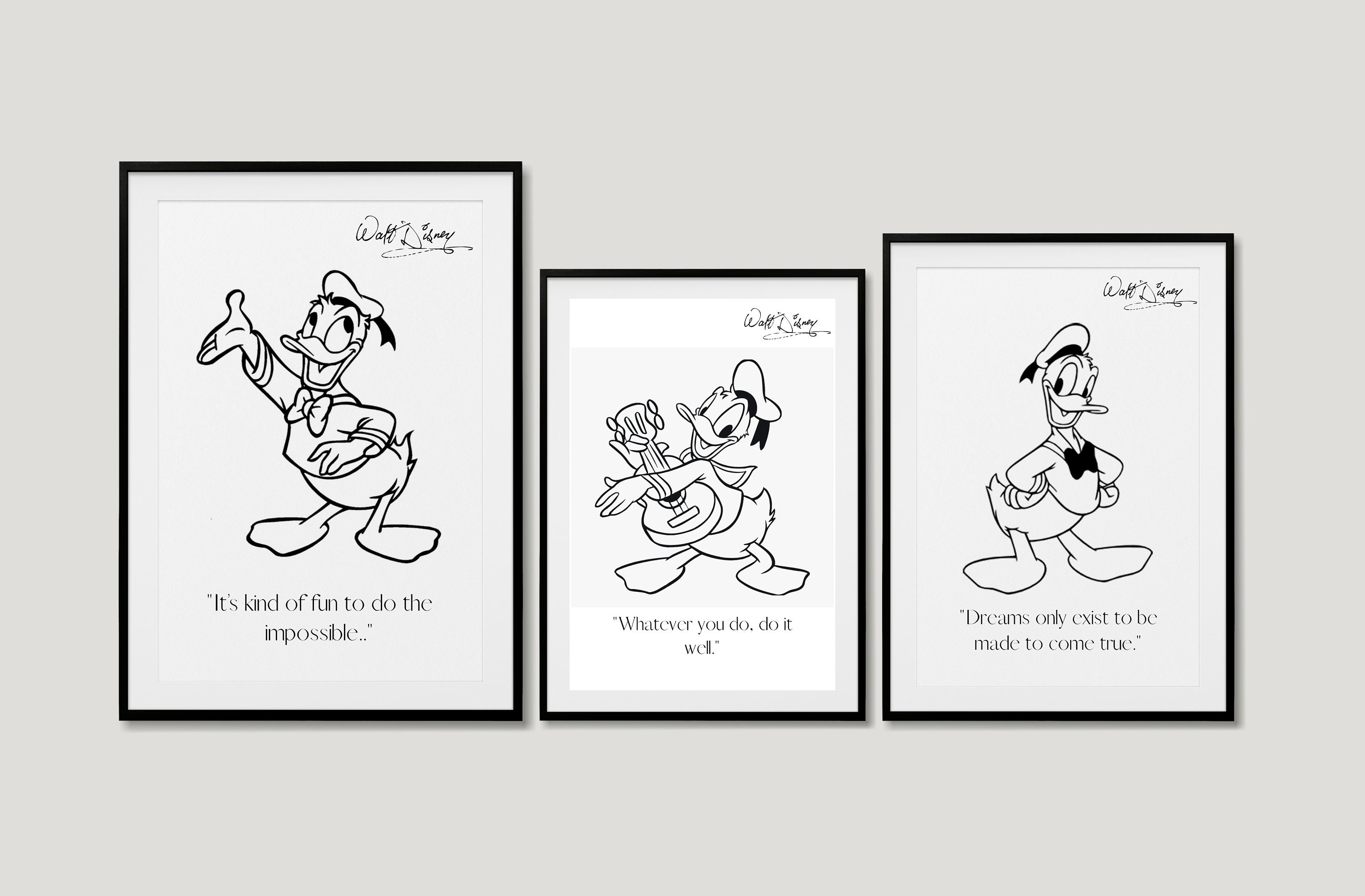 Set of 3 Donald Duck Printable Wall Art - Nursery Print, Digital ...