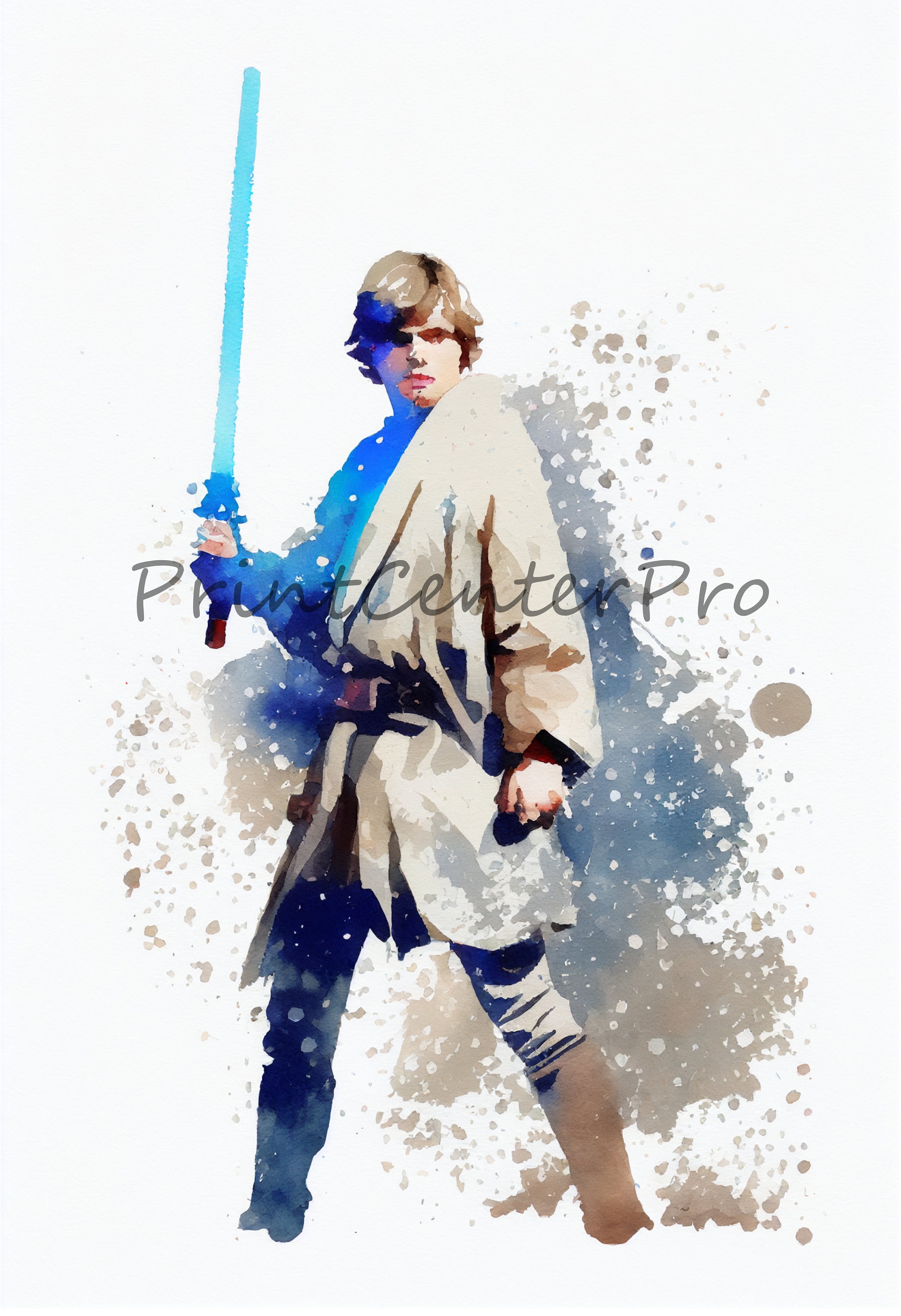 Star Wars Luke Skywalker Digital Print - Star Wars Watercolor Painting ...