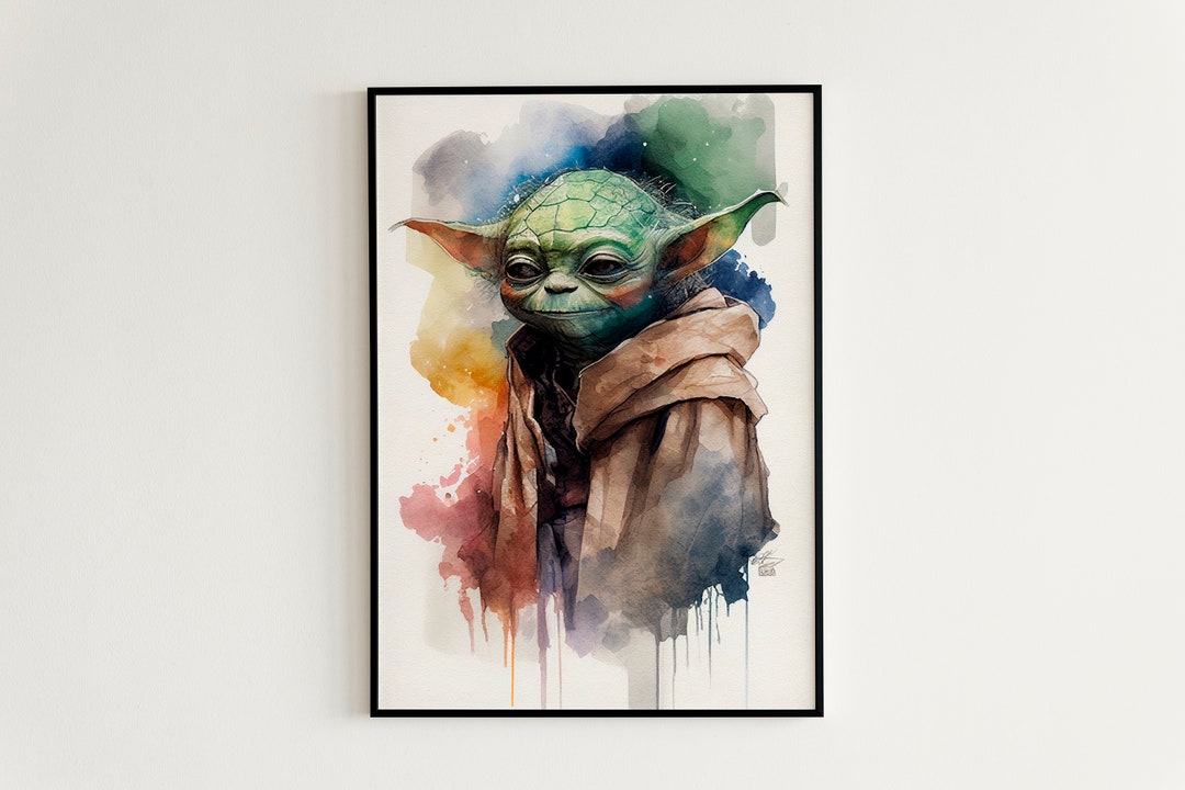 Baby Yoda Watercolor Painting Star Wars Digital Print, Star Wars Wall ...