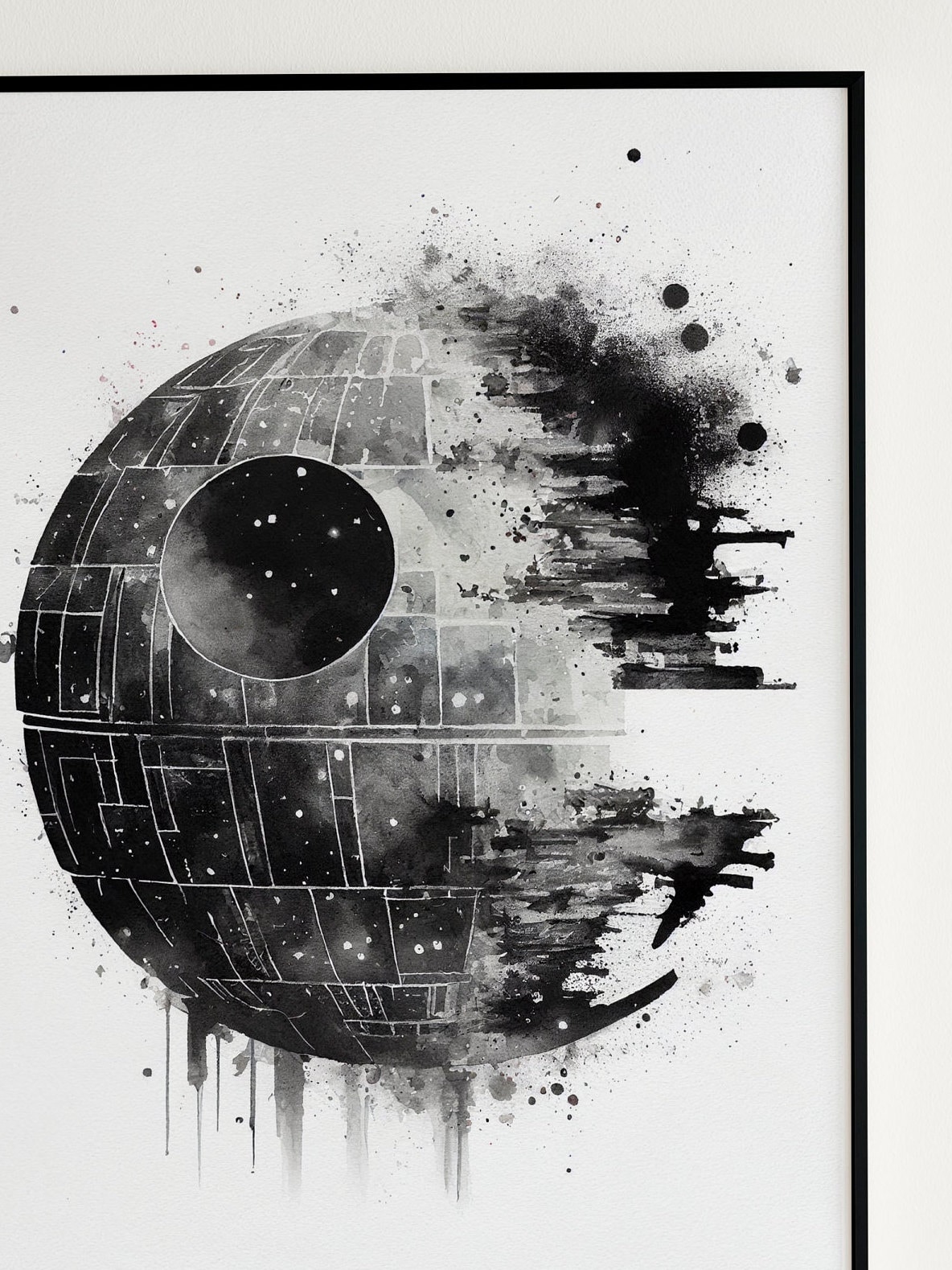 Death Star Watercolor Print - Star Wars Death Star Art, Star Wars ...