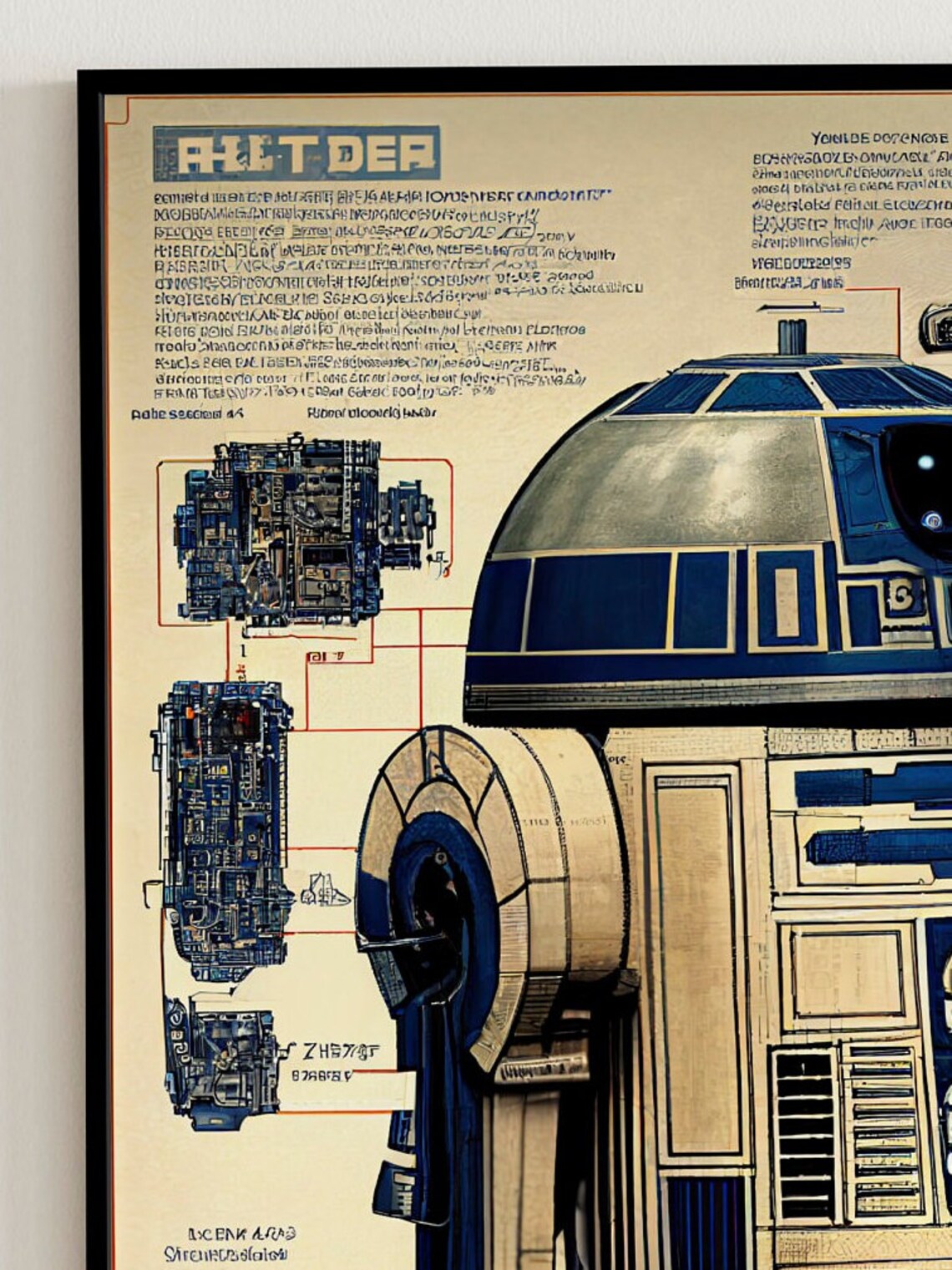 R2D2 Schematic Art Digital Print - Star Wars Art, R2D2 Fan Art, R2D2 ...