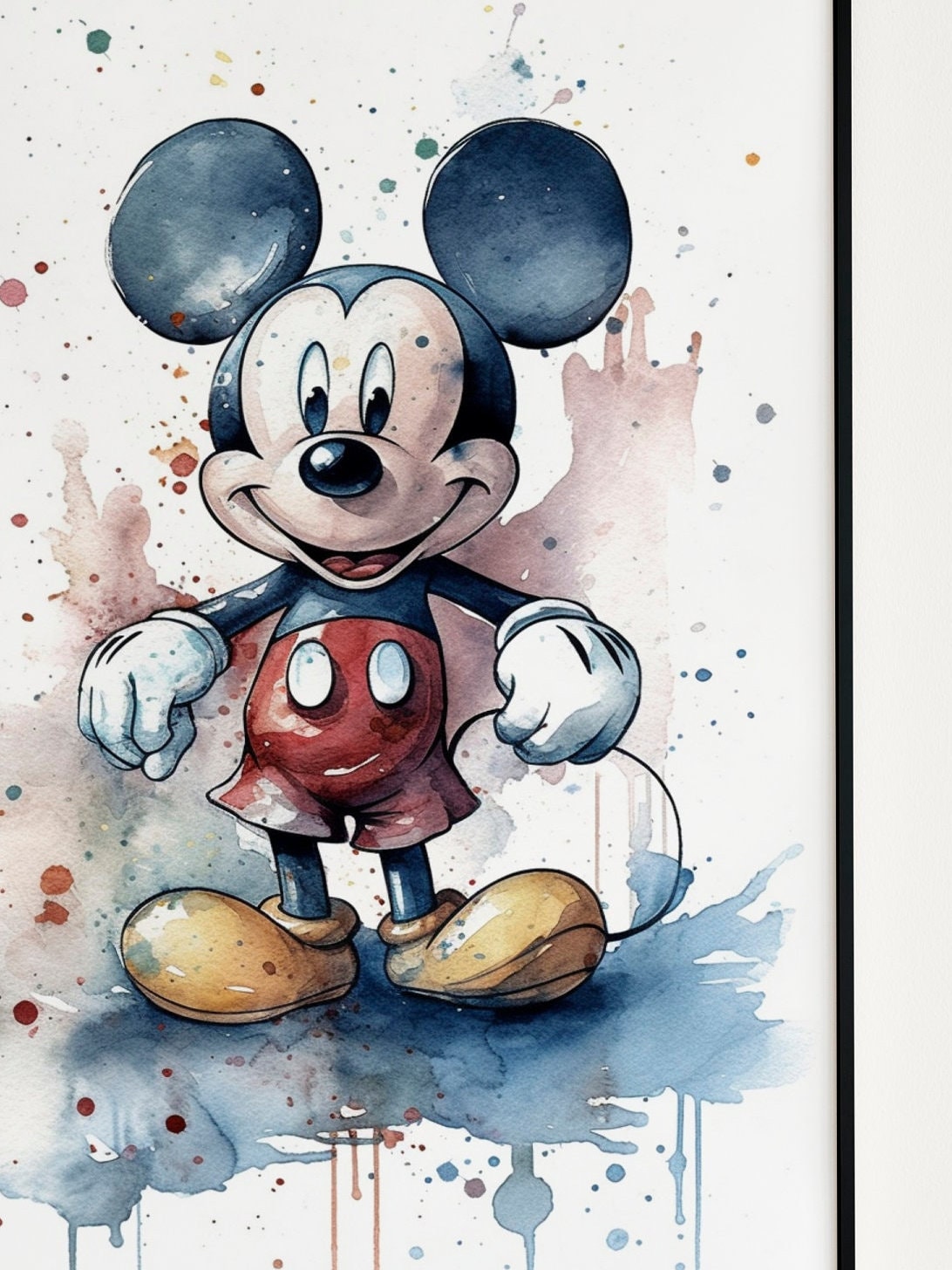 Mickey Mouse Vibrant Watercolor Print: High-quality Digital Art for ...