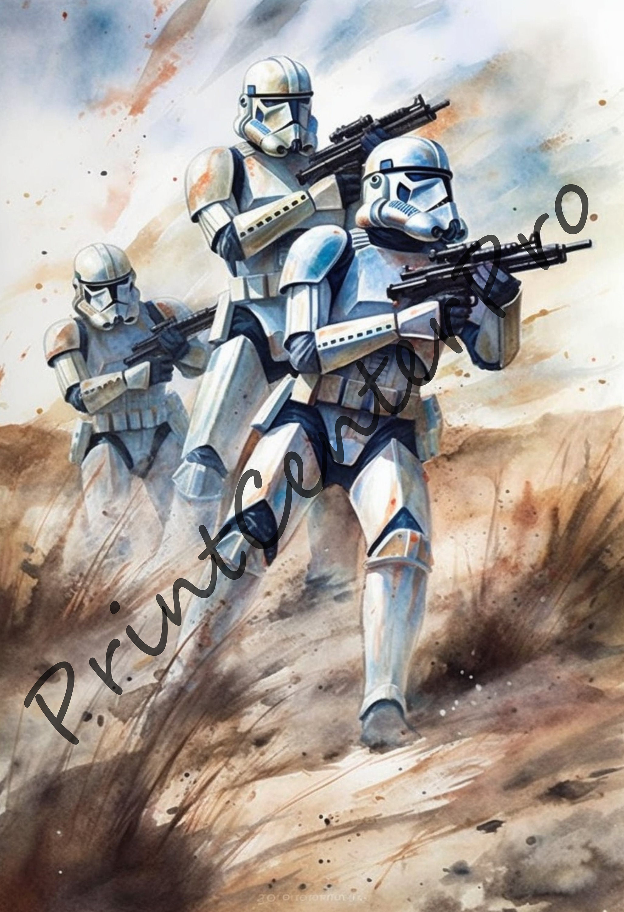 Clone Troopers in Battle Watercolor Painting 501st Clone Troopers ...