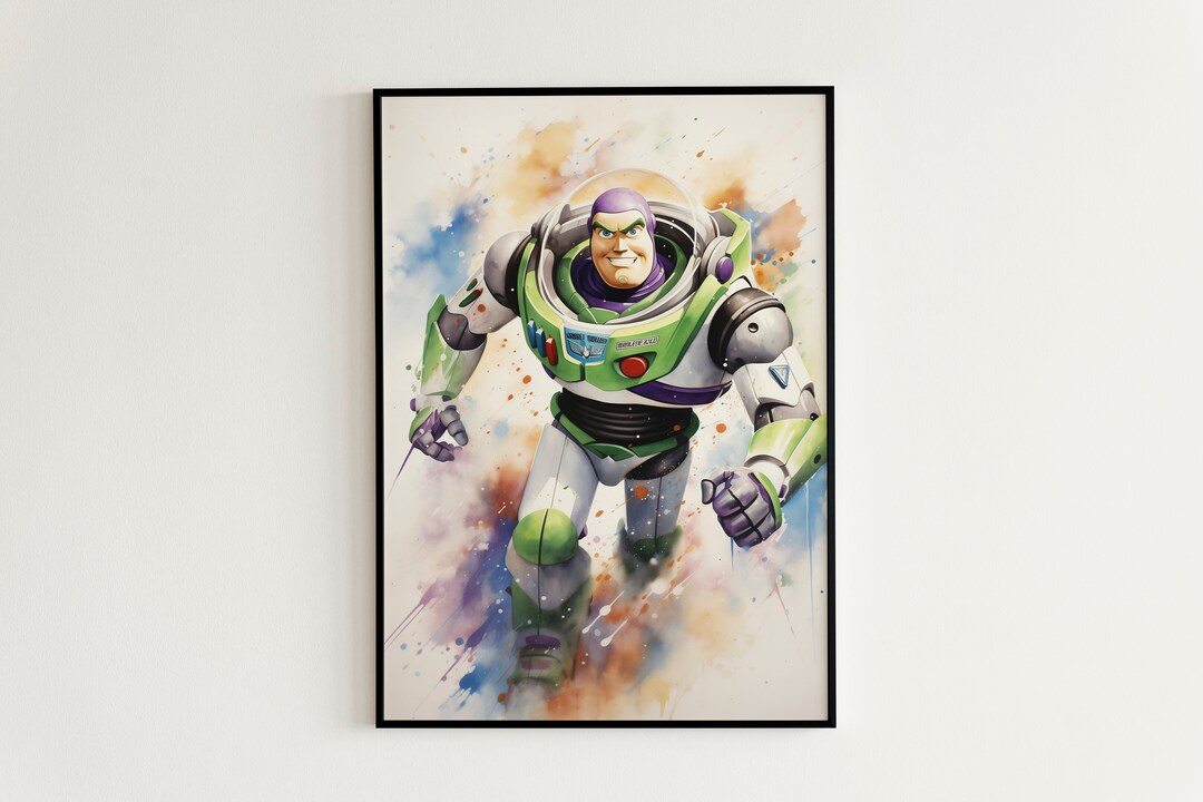 Buzz Lightyear Heroic Stance Watercolor Painting - Digital Print for ...
