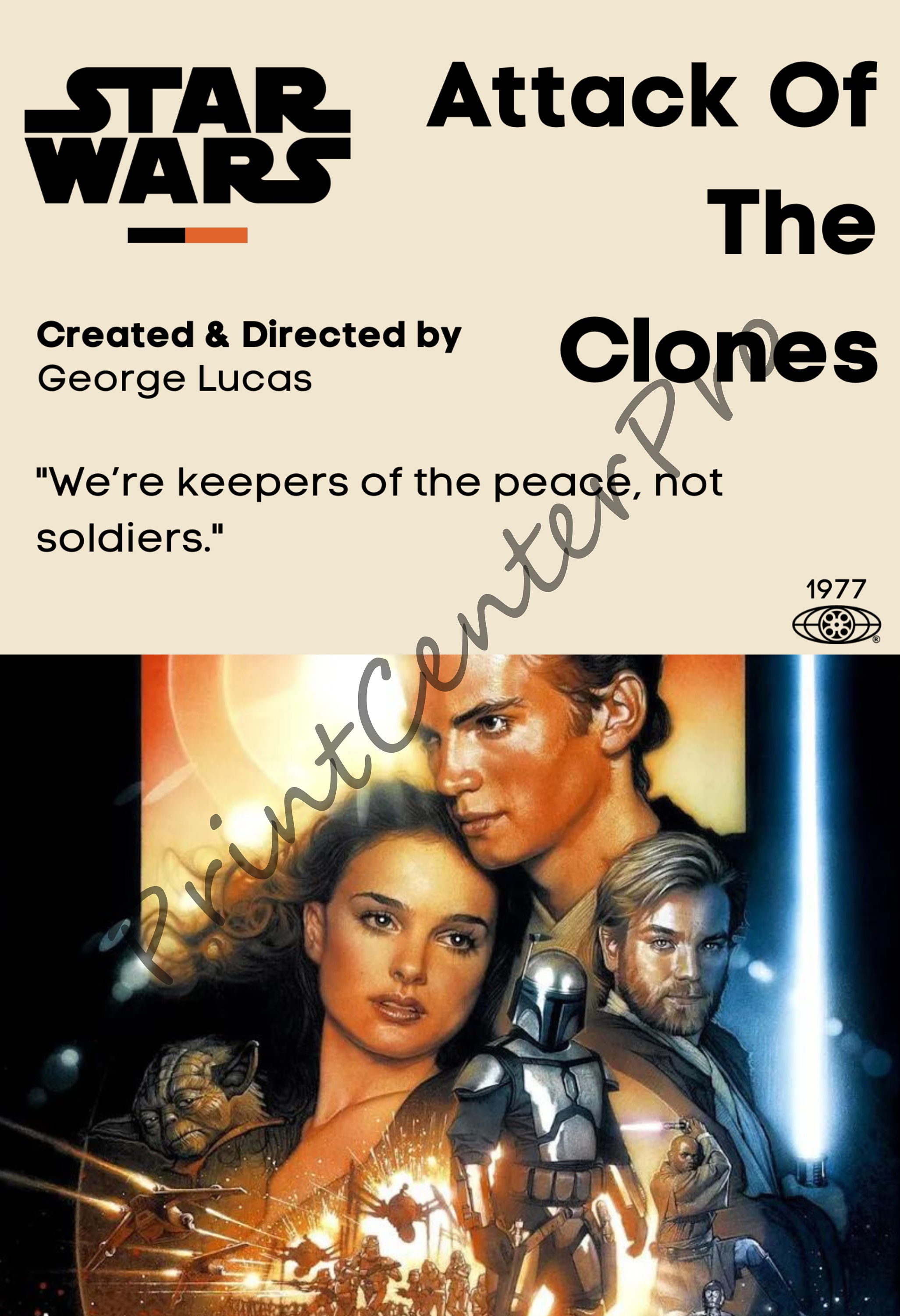 STAR WARS POSTER - Attack of the Clones | Star Wars Print | Mid Century ...