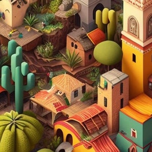 Tiny World Mexico Travelling Digital Art - Etsy