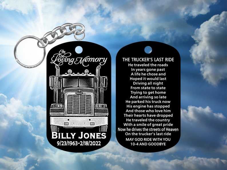 Peterbilt Truck Driver in Loving Memory Keychain With the Trucker's ...