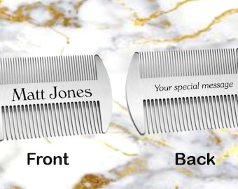 Custom Mustache Comb Stainless Steel Anniversary Gift Hand Stamped ...