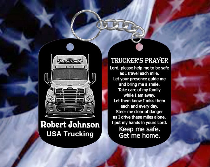 Truck Driver Key Chain - Semi - Long Distance - Trucker Wife - Prayer ...