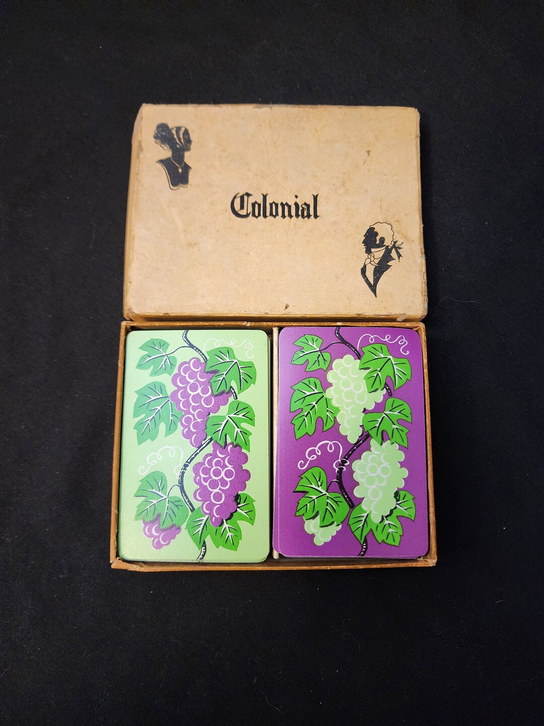 Vintage Double Set Colonial Playing Cards in Box 1960s Grapes B3 - Etsy