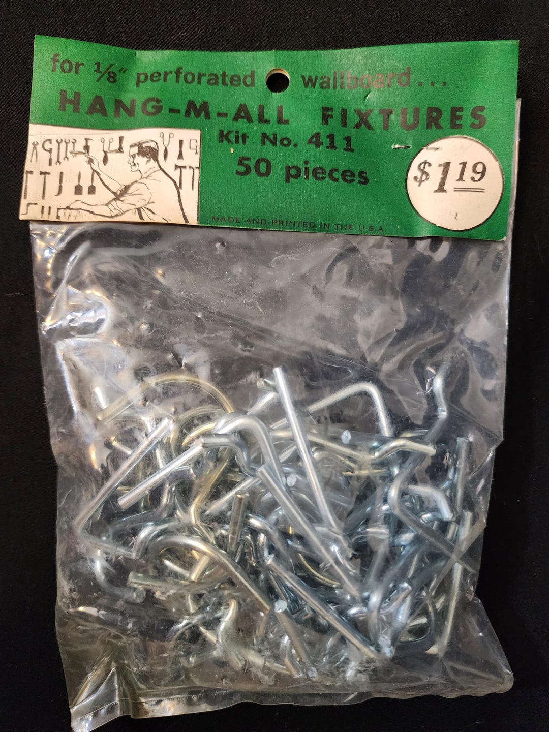 Vintage NOS Hang-m-all Peg Board Hook Hangers 50 Pieces Various Styles ...