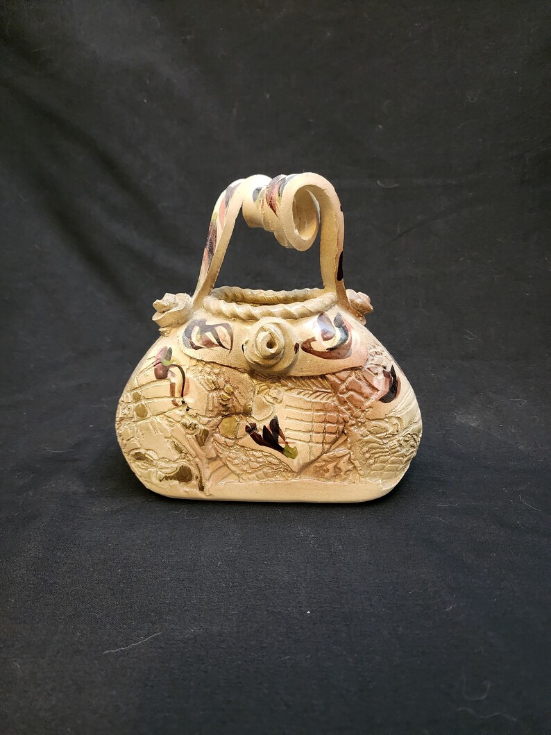 Signed Gail Markiewicz Handcrafted Art Pottery Vase Ceramic Purse ...
