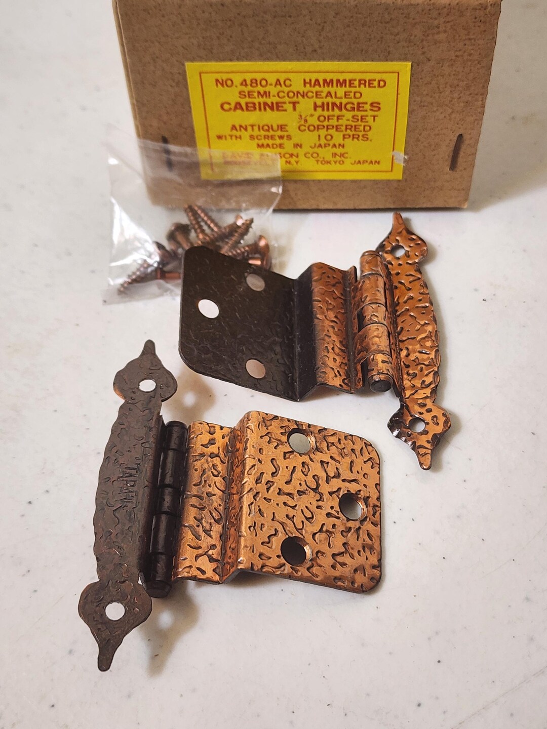 Pair Vintage NOS Allison Cabinet 3/8 Offset Hinge Antique Copper 480-AC ...