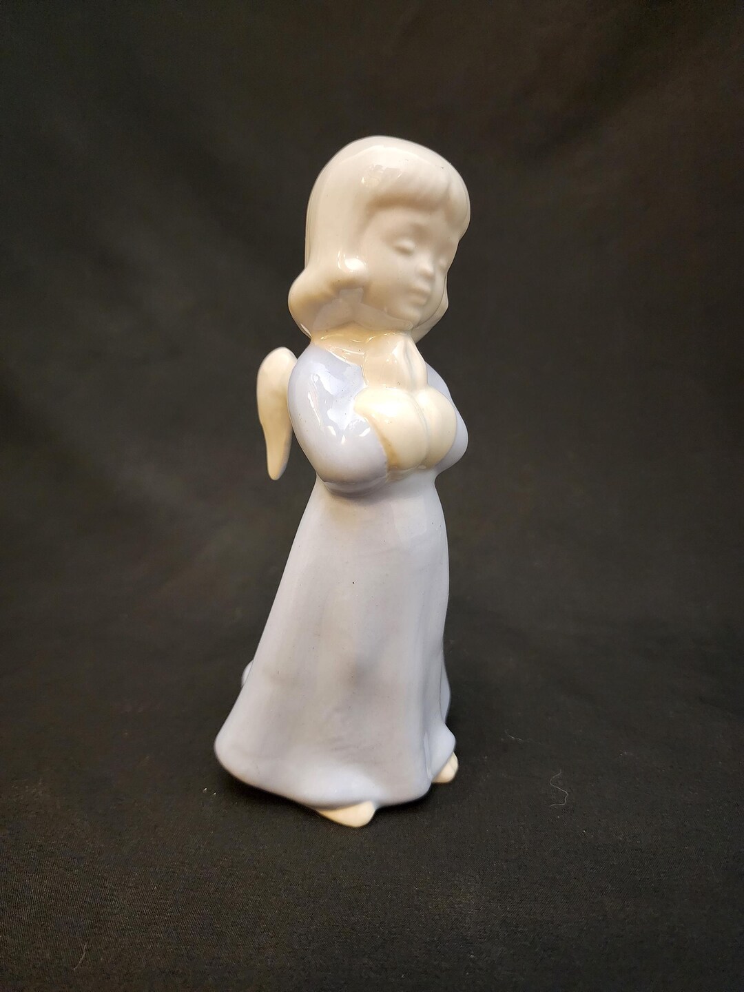 Vintage White & Blue Angel Girl Praying Porcelain Ceramic 7" Figurine ...