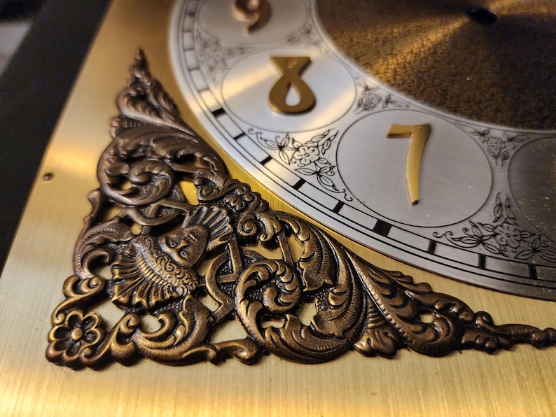 Vintage Solid Brass Grandfather Clock Brass Dial Face Replacement Part ...