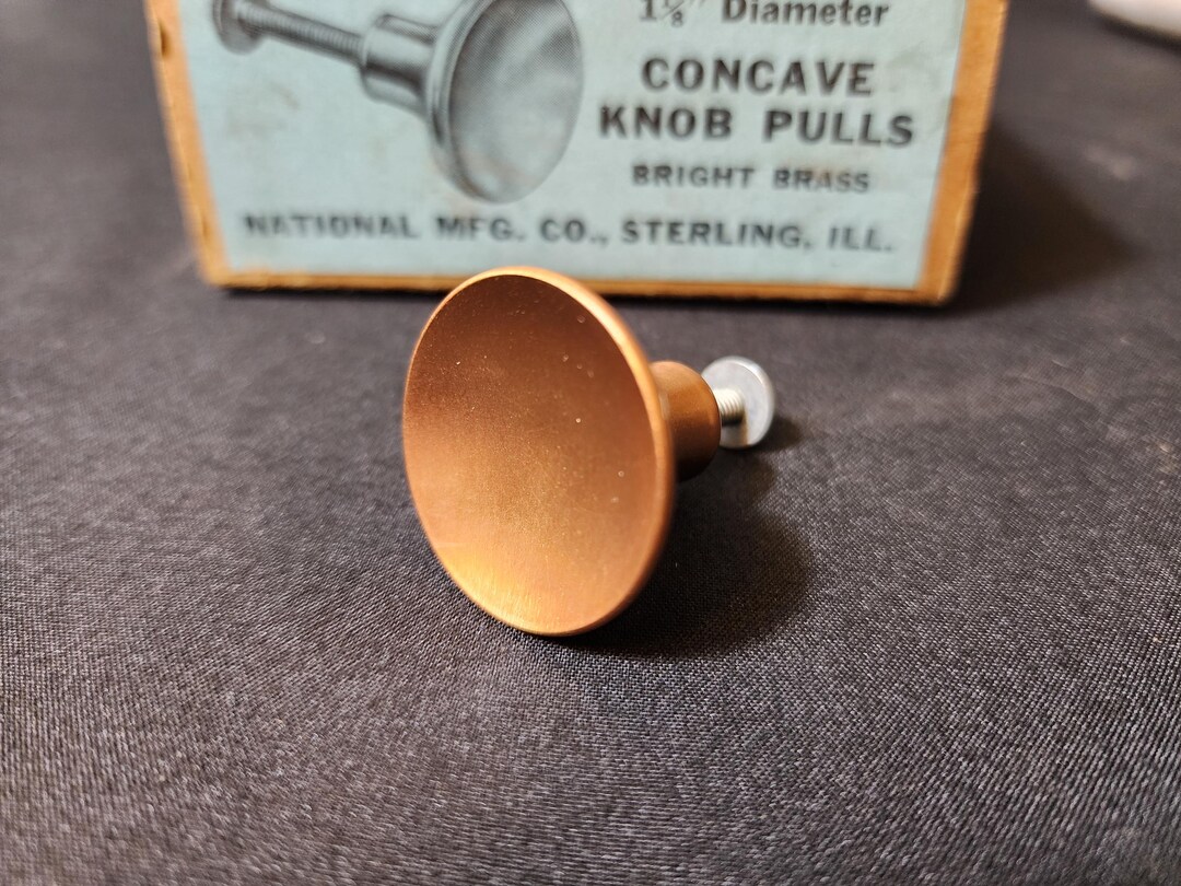 Vintage NOS National Solid Brass Concave Cabinet Knob Drawer Copper ...
