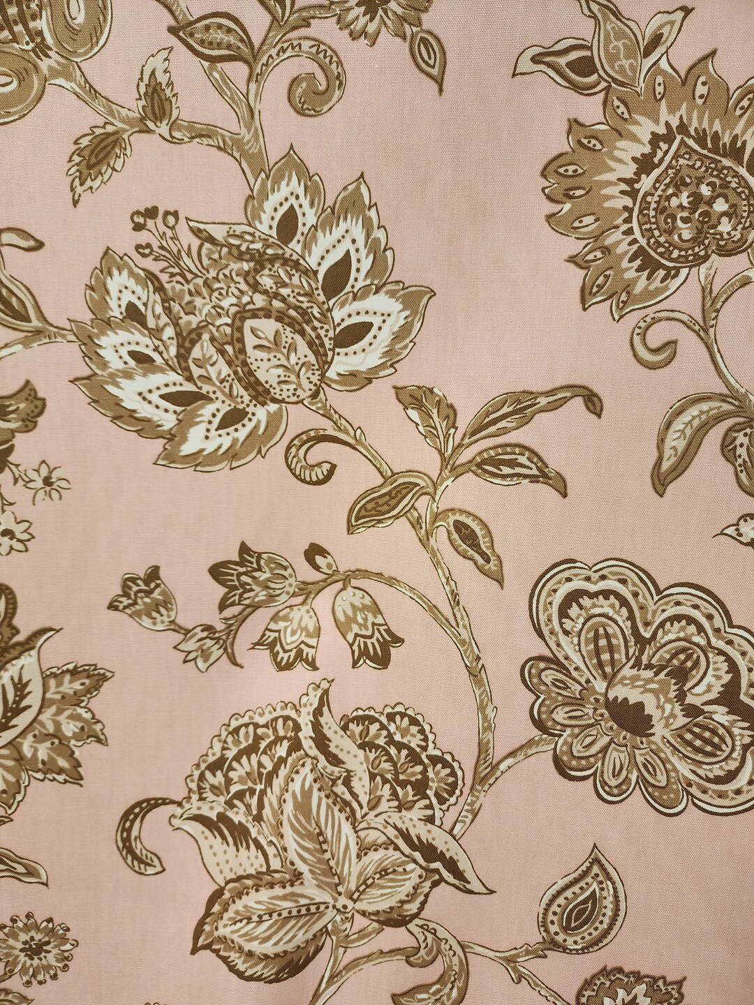 Linsey Floral Pink Decorating Fabric 100% Cotton By-the-yard Quantity ...