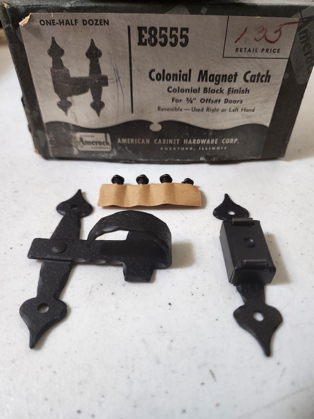 NOS Vintage Amerock Cabinet Colonial Magnet Catch 3/8" Offset Black ...