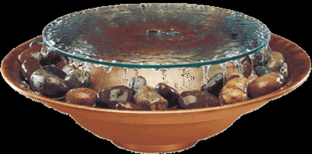 Vintage Crystal Spirit Fountain Tabletop Copper Bowl Dome Glass Rock ...