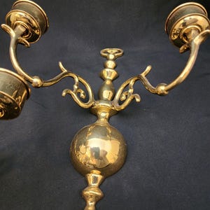 Pair Ornate Colonial Solid Brass Two Arms Scones Candle Holder Vintage ...