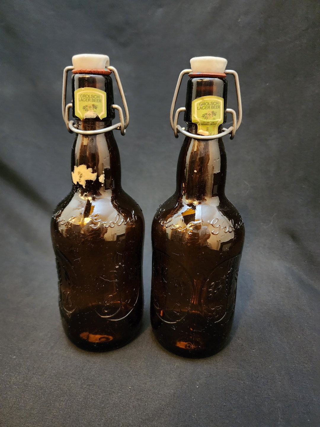 Vintage Grolsch Amber Brown Beer Bottles With Porcelain Swing to Lid ...