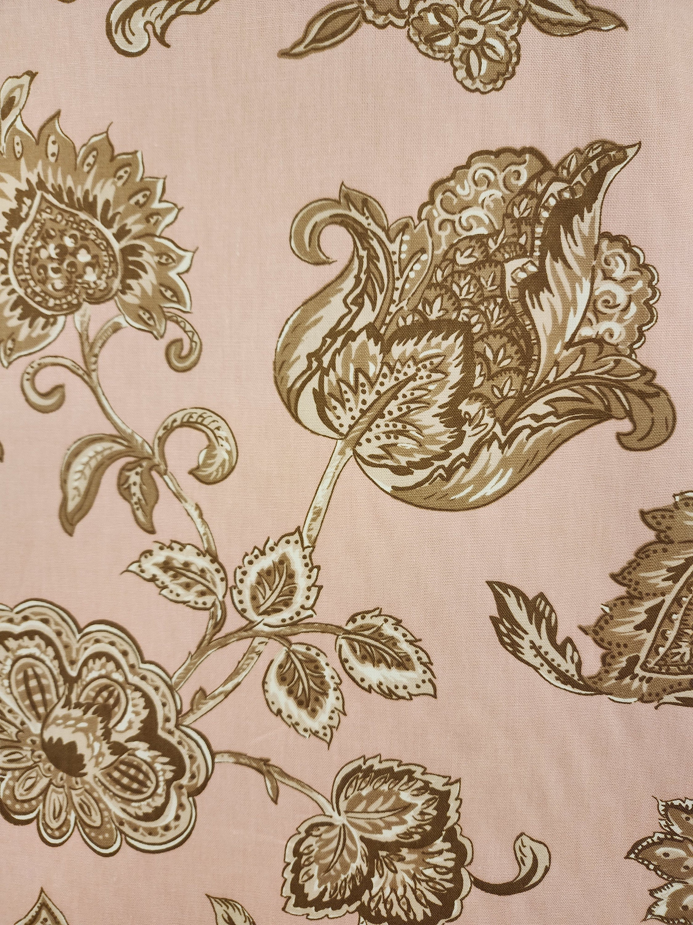 Linsey Floral Pink Decorating Fabric 100% Cotton By-the-yard Quantity ...