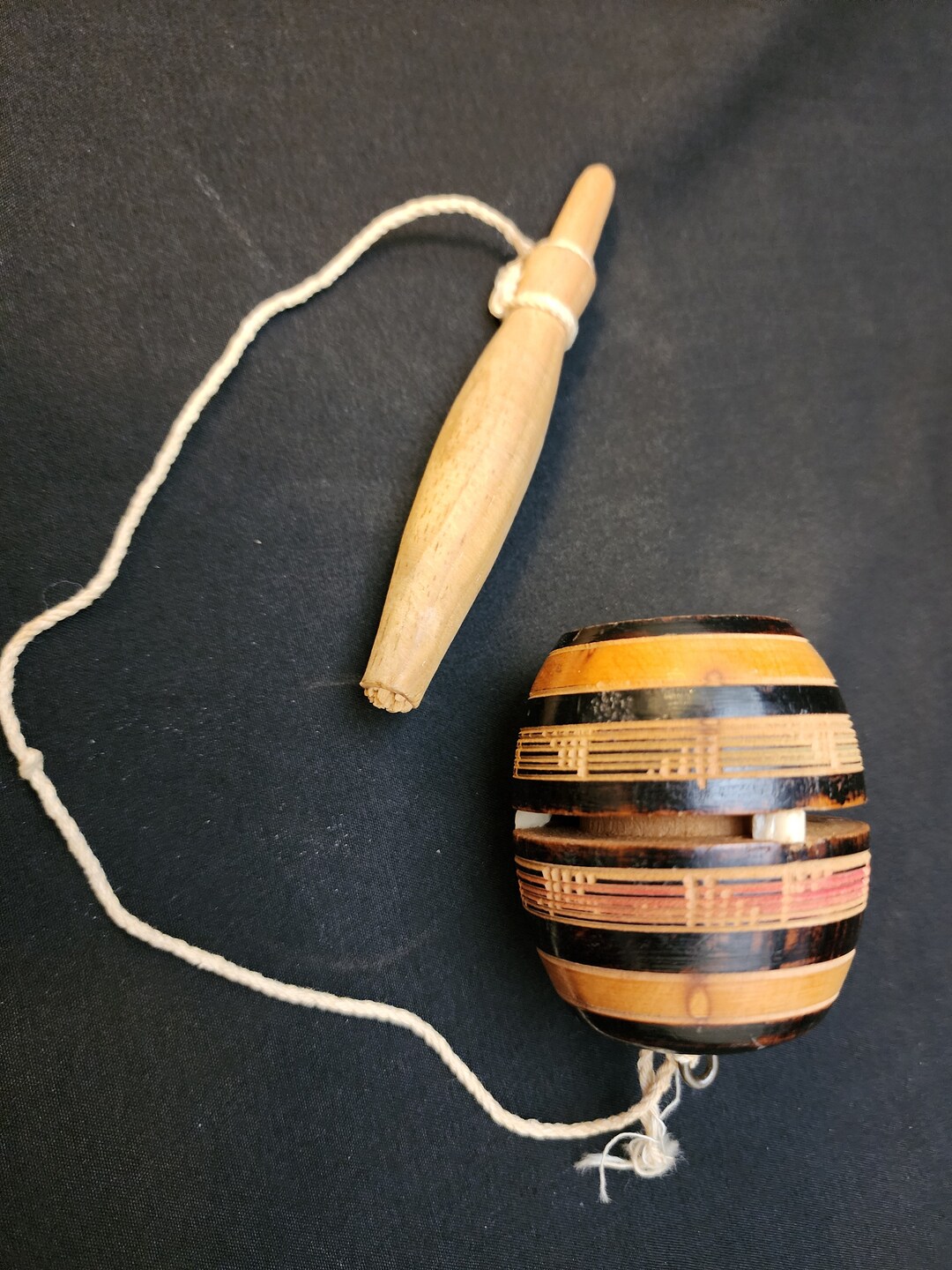 Vintage 1950s Full Size Mexican Balero Game Hand Carved Stick and Ball ...