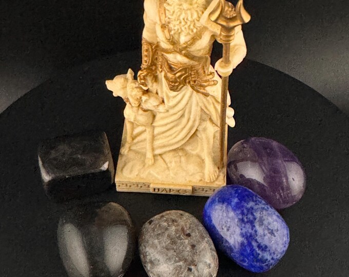 Hades Greek God of the Underworld Miniature Statue, Crystals Altar Set ...