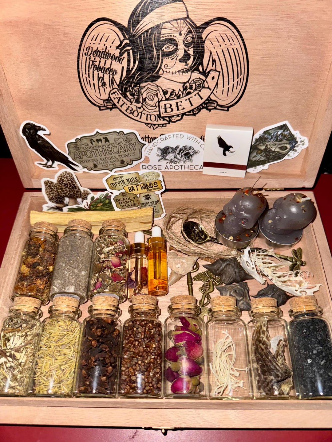 Dark Witchcraft Apothecary Kit Travel, Hidden Magick, Vintage Cigar Box, Goofers Dust, Real ...