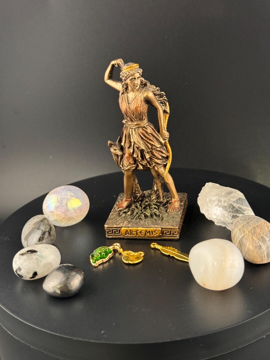 Artemis Greek Goddess Miniature Statue, Crystals Altar Set - Etsy