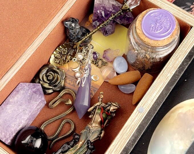 Purple Theme Goddess Altar Hecate/triple Moon Book Box Altar Discrete ...