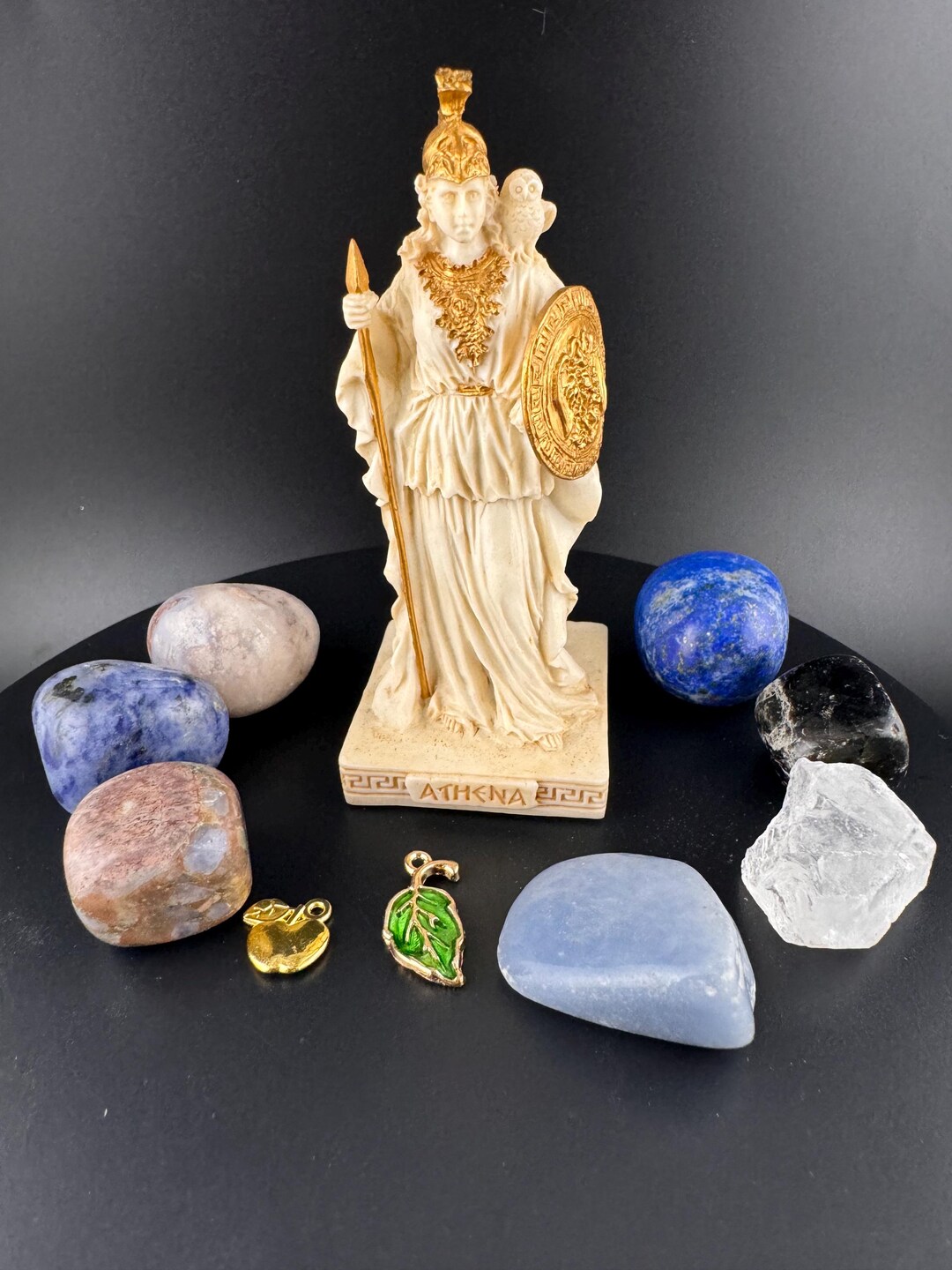 Athena Greek Goddess Miniature Statue, Crystals Altar Set - Etsy