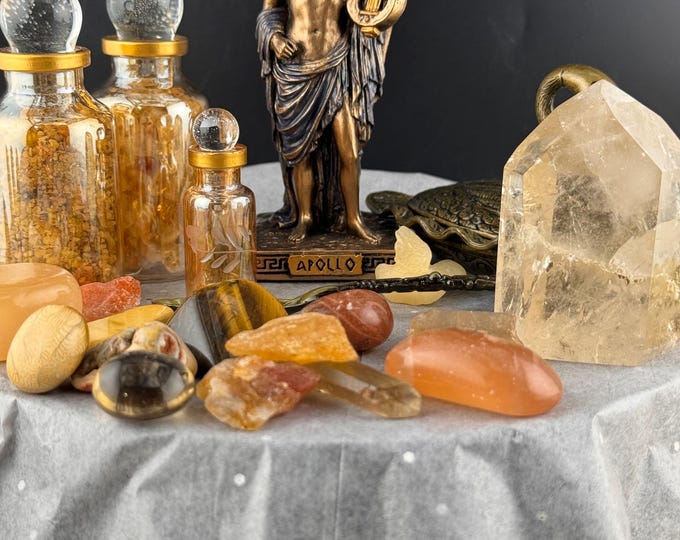 Apollo Greek God Minature Statue Altar Crystals Set - Etsy