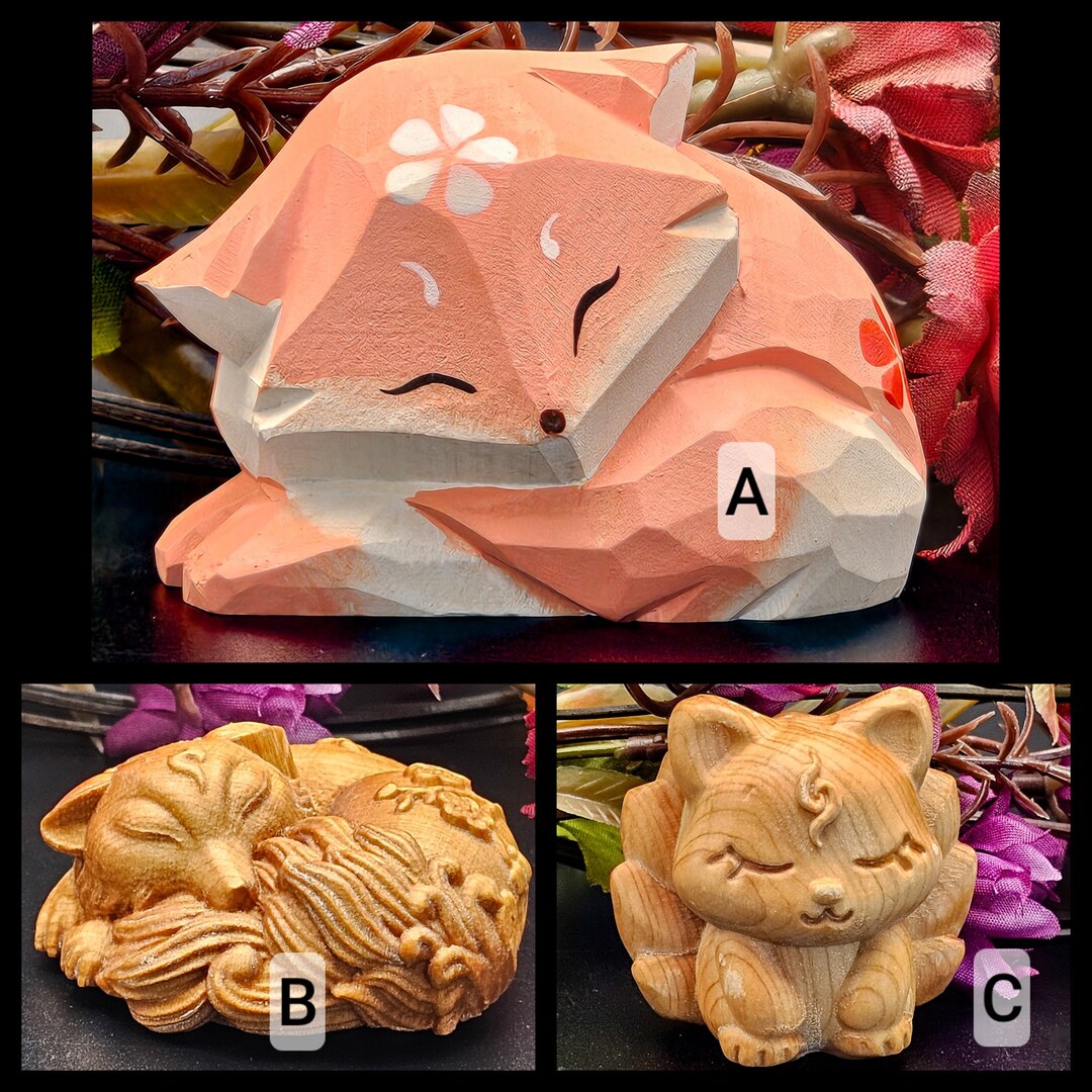 Wooden Fox Carvings Nine Tailed Fox - Etsy