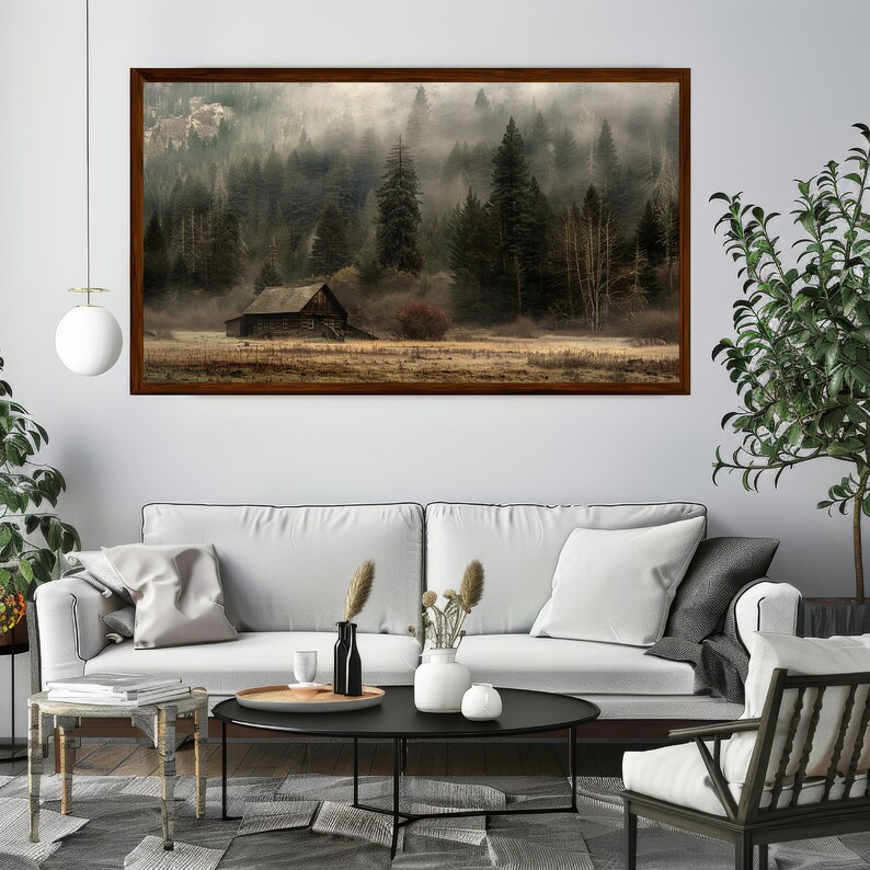 Rustic Cabin Art | Textured Forest Wall Art - Large Landscape ...