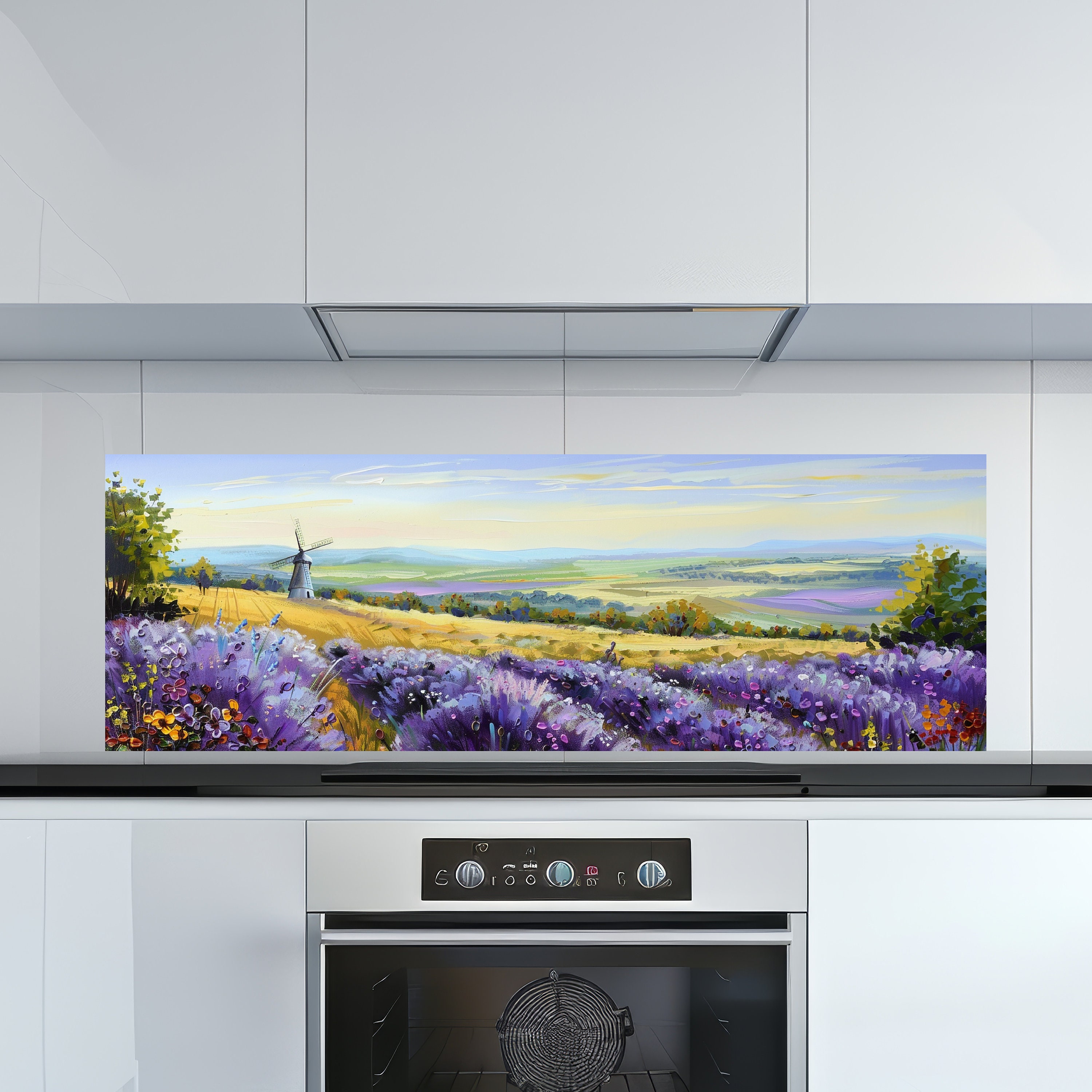 Backsplash Template, Stove Backsplash: Panoramic Kitchen Wall Art ...