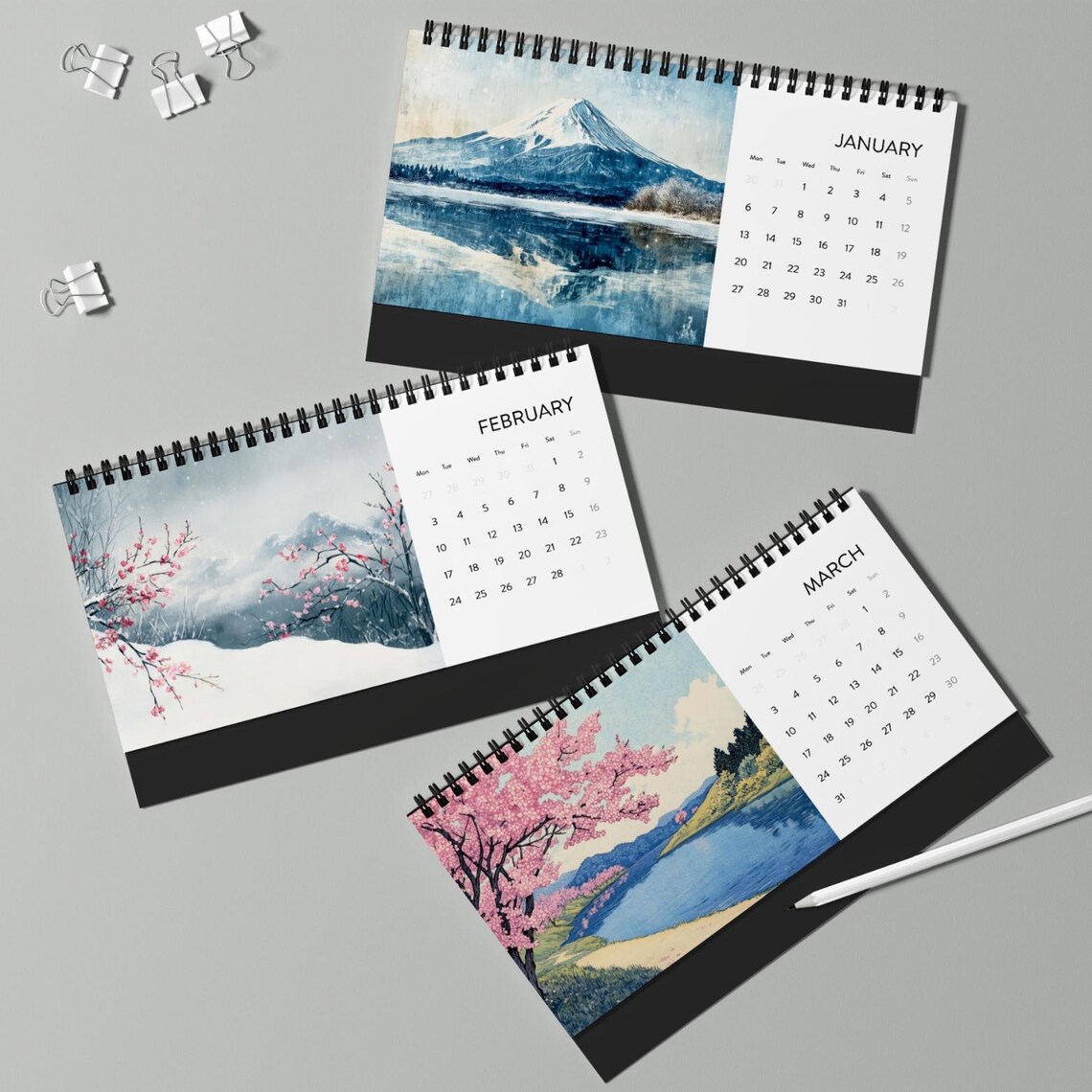 Desk Calendar 2025 Japanese Art - Japan Desk Calendar Zen Wall Art 2025 ...
