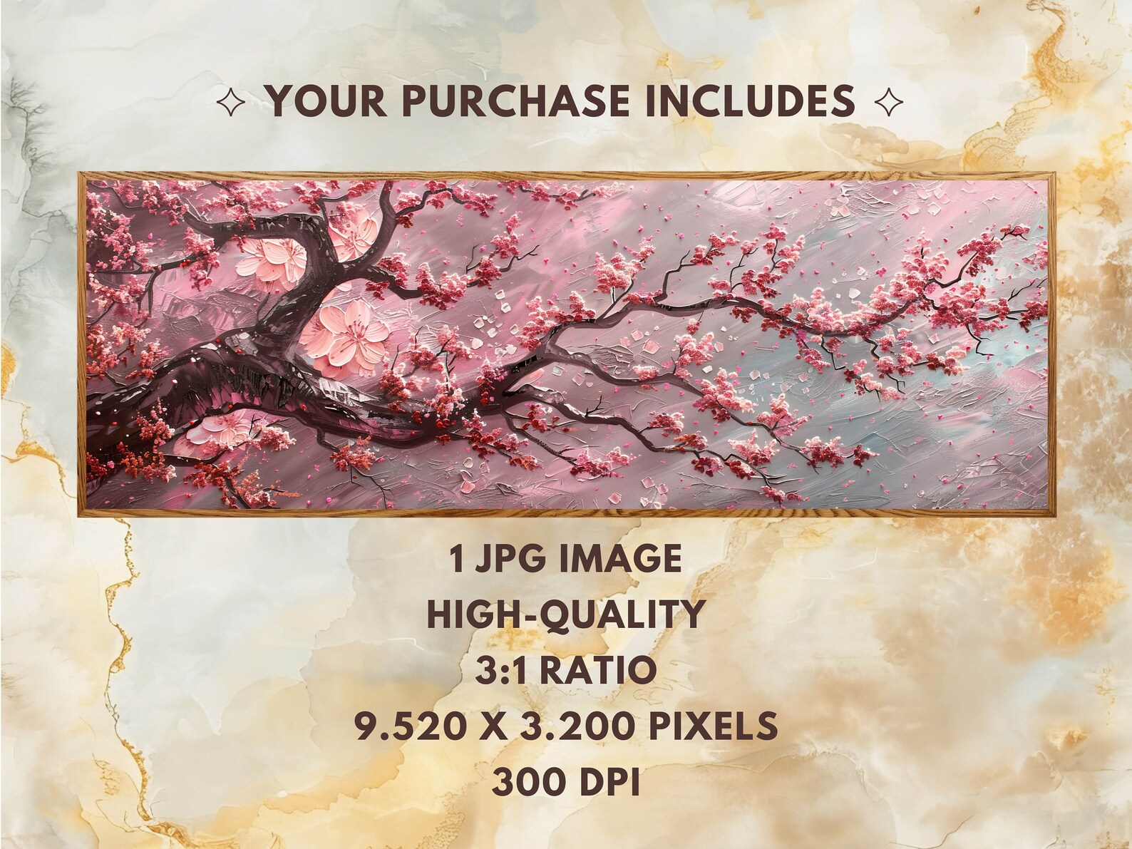 Panoramic Cherry Blossom Sakura Japanese 3D Textured Large Wall Art ...