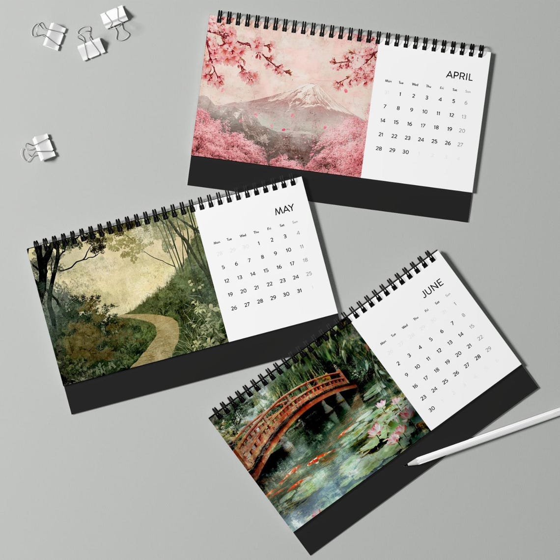 Desk Calendar 2025 Japanese Art - Japan Desk Calendar Zen Wall Art 2025 ...