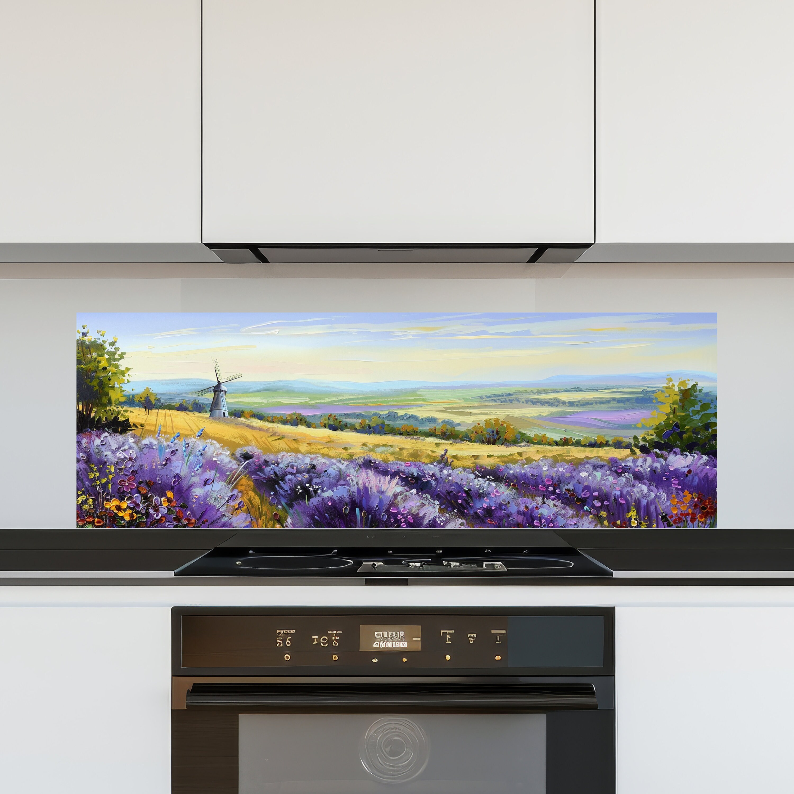 Backsplash Template, Stove Backsplash: Panoramic Kitchen Wall Art ...