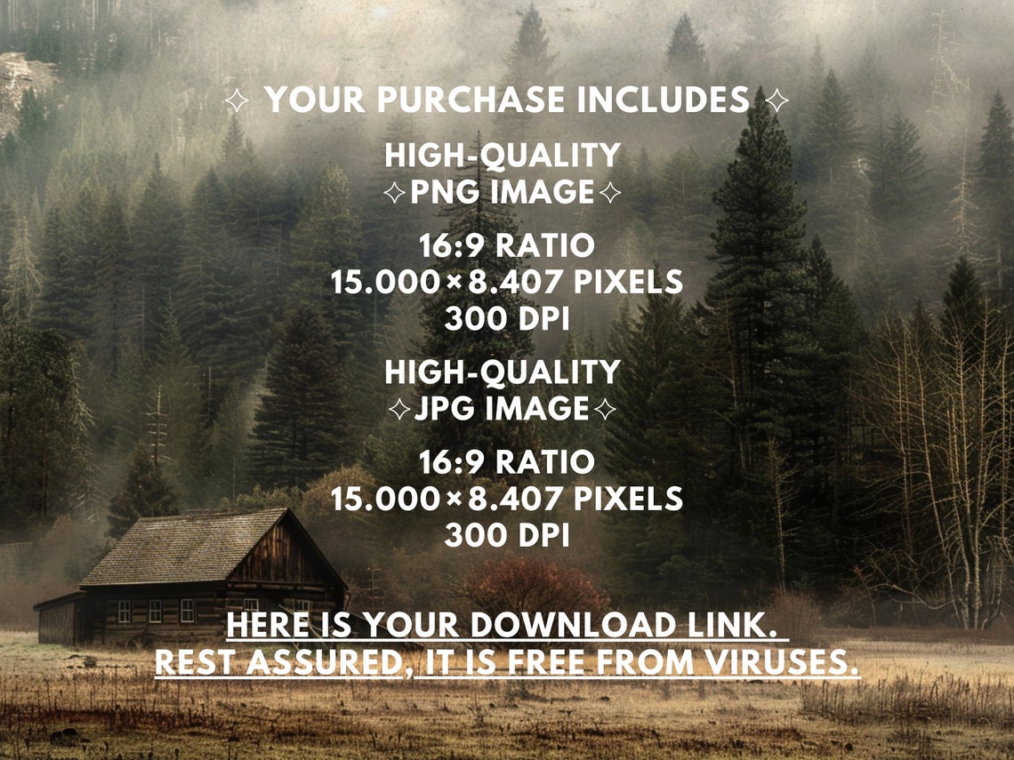 Rustic Cabin Art Textured Forest Wall Art Large Landscape, Downloadable ...