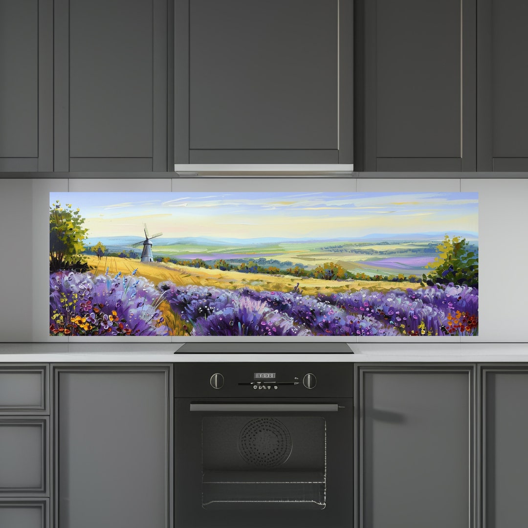 Backsplash Template, Stove Backsplash: Panoramic Kitchen Wall Art ...