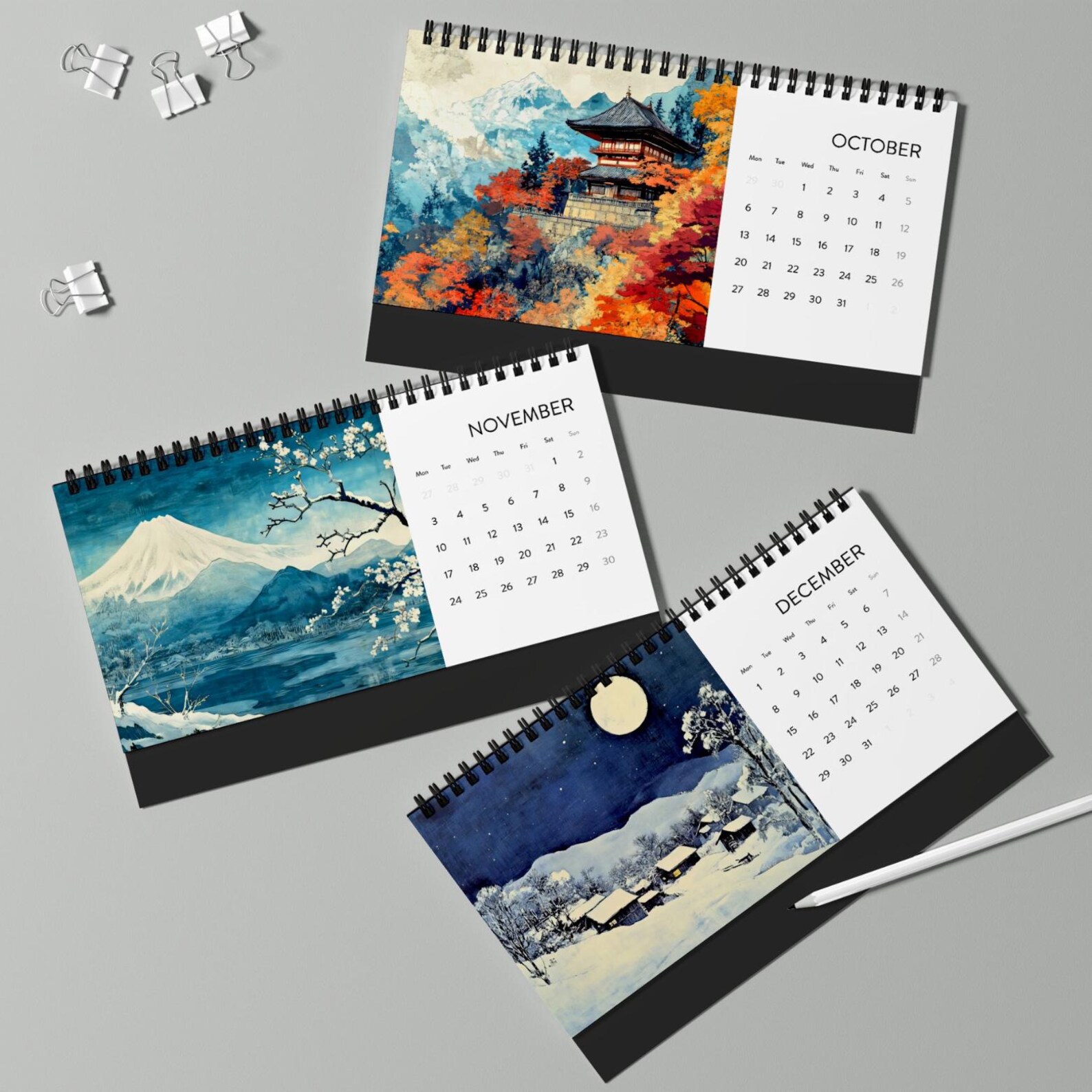 Desk Calendar 2025 Japanese Art - Japan Desk Calendar Zen Wall Art 2025 ...
