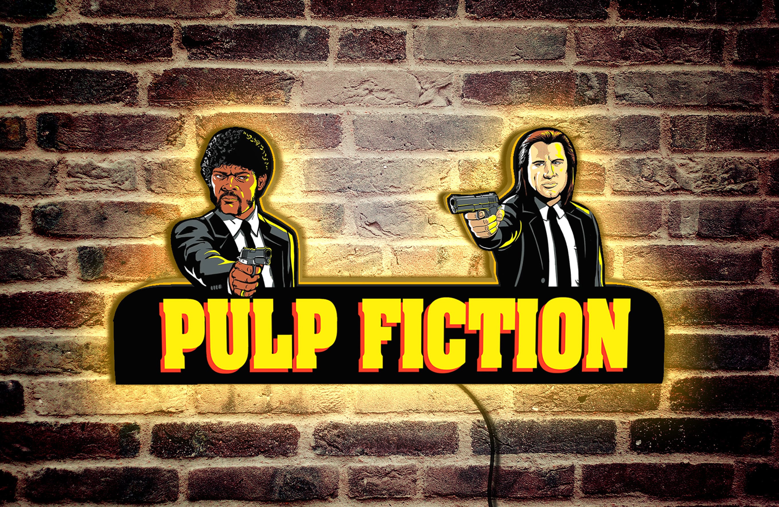 Unique Pulp Fiction Vincent And Jules Pinball Topper Led Lightbox Enhance Your Game Room Decor