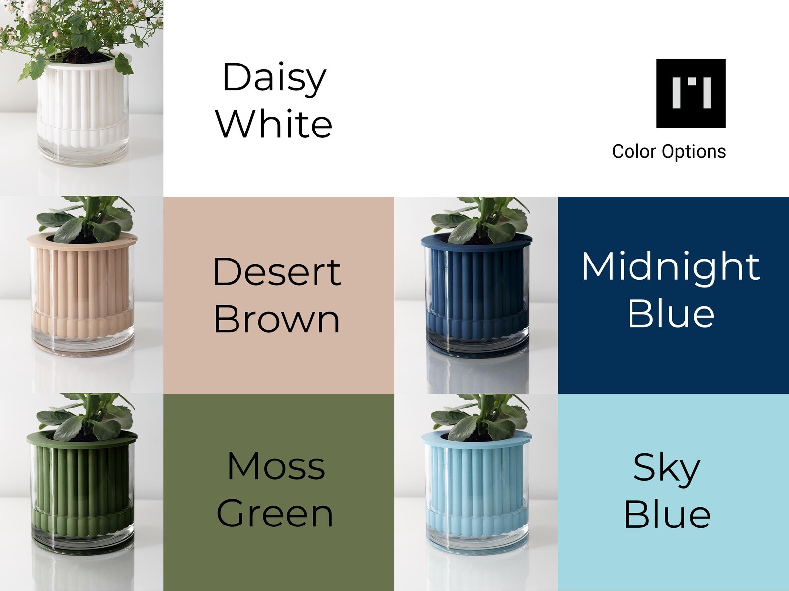 Float | Medium (6") Modern Self-watering Planter Pot With Glass Water ...