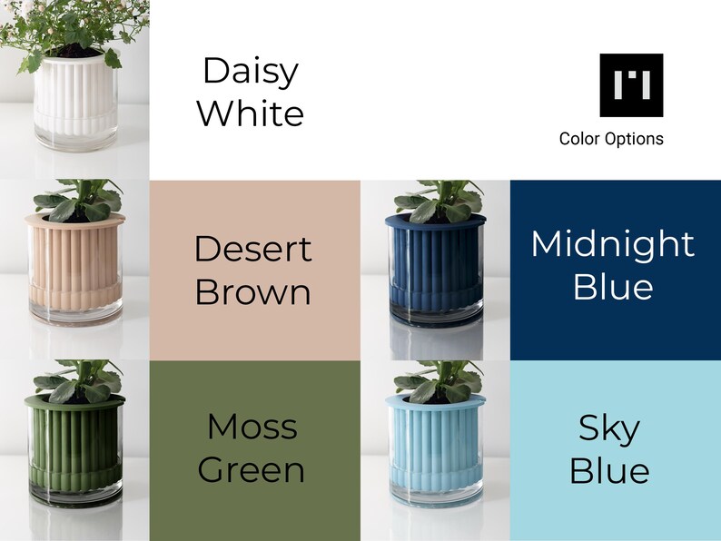 Float | Medium (6") Modern Self-watering Planter Pot With Glass Water ...