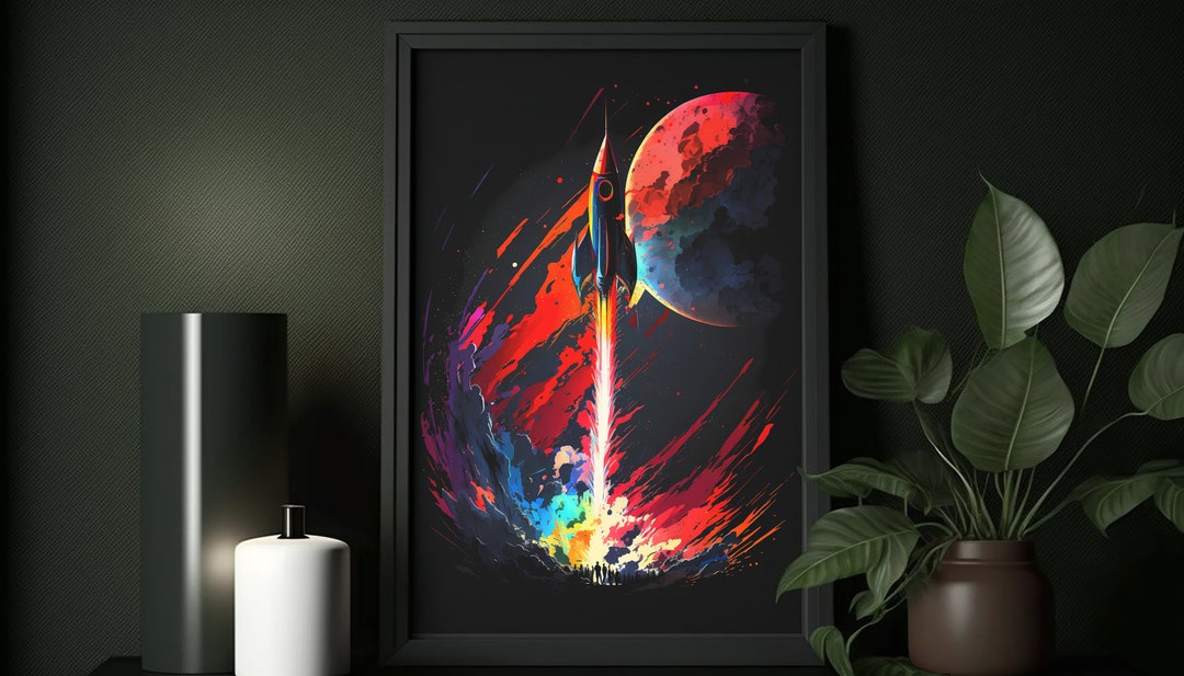 Rocket Launch Colorful Lunar Eclipse | Abstract, Galaxy, Splattered ...